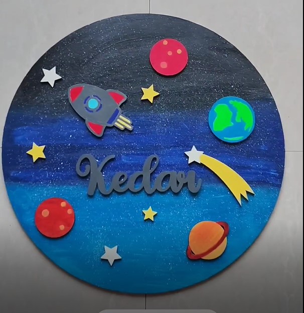 DIY Space Theme Kids Name Plate Design-7 | The Point Blank