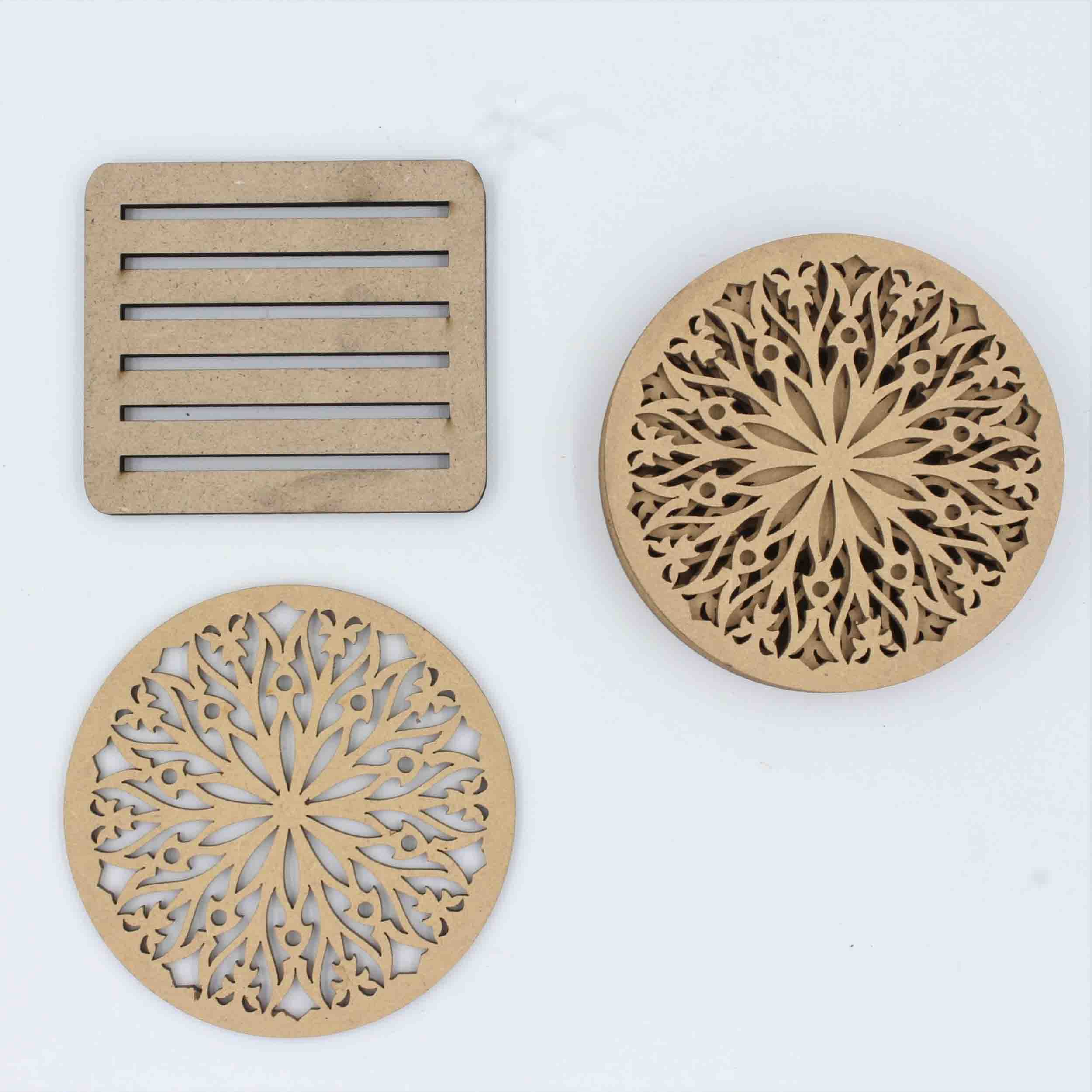 MDF Tea Coster (Cut Work) Design – 4 | The Point Blank