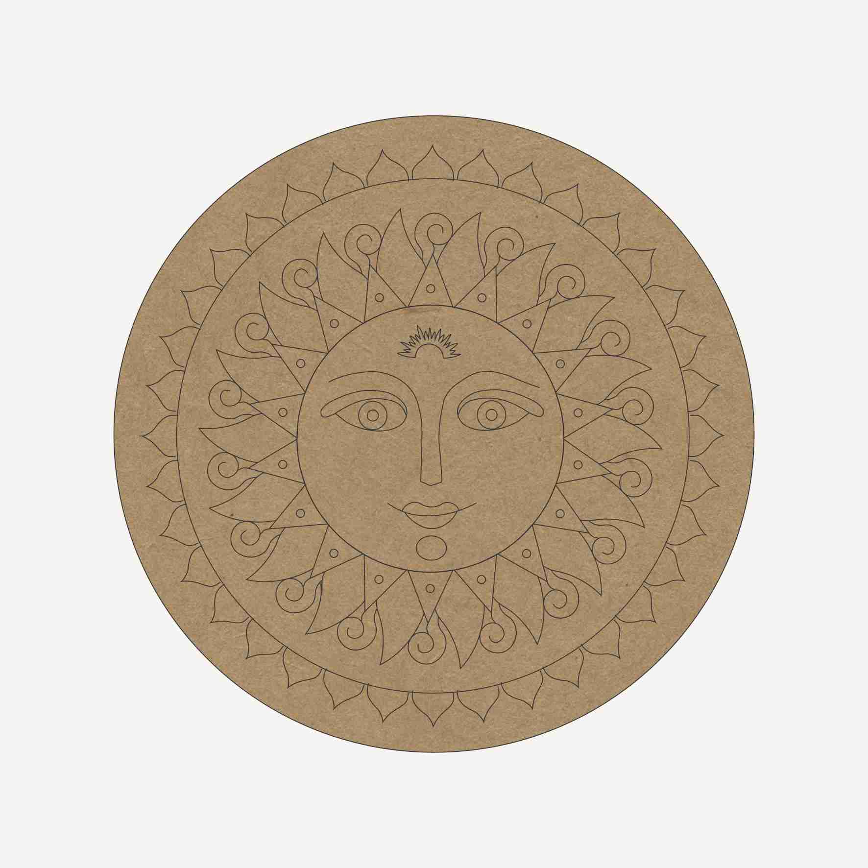 Premarked MDF Sun Design Round MDF Base | The Point Blank
