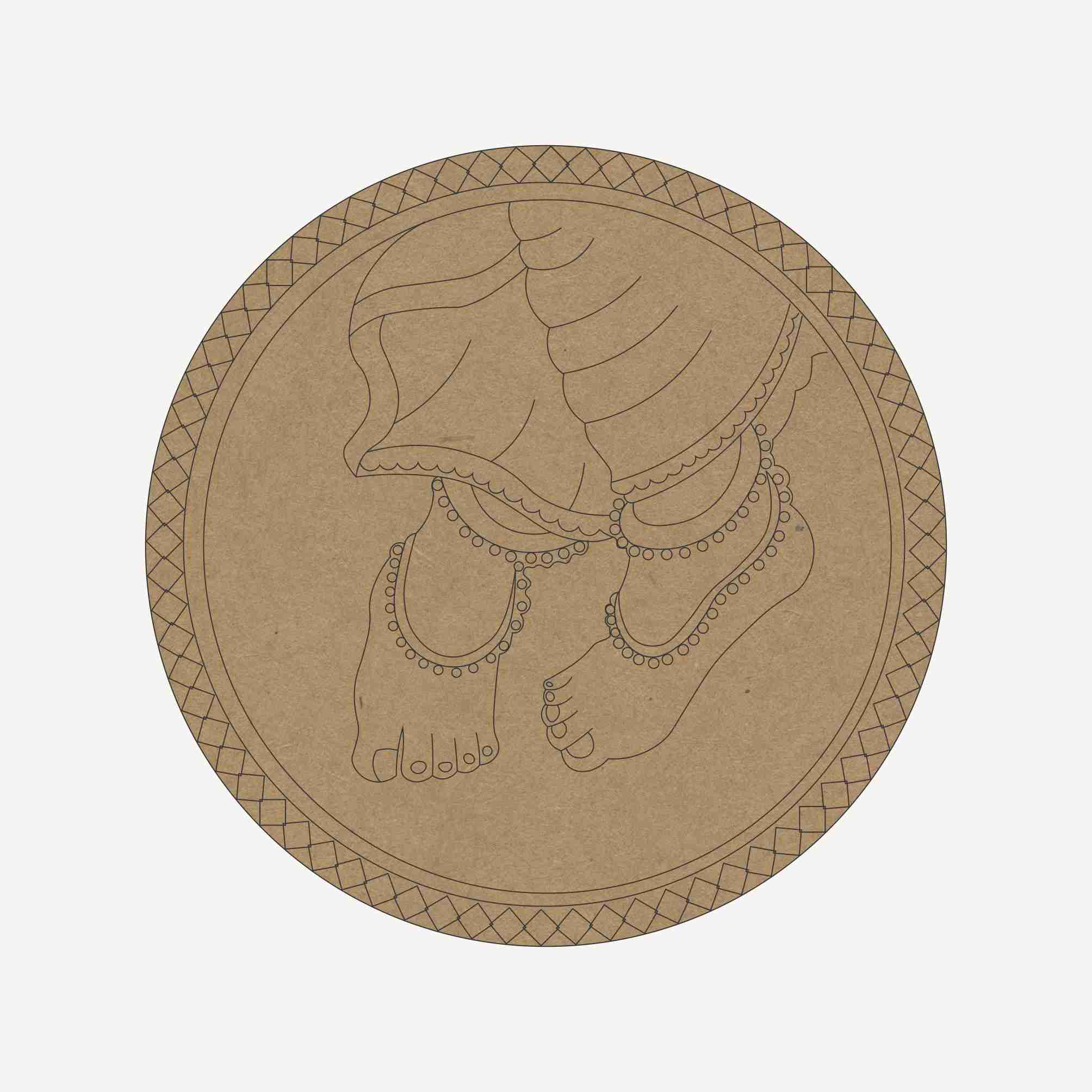 Premarked MDF Dancing Foot Design Round MDF Base | The Point Blank