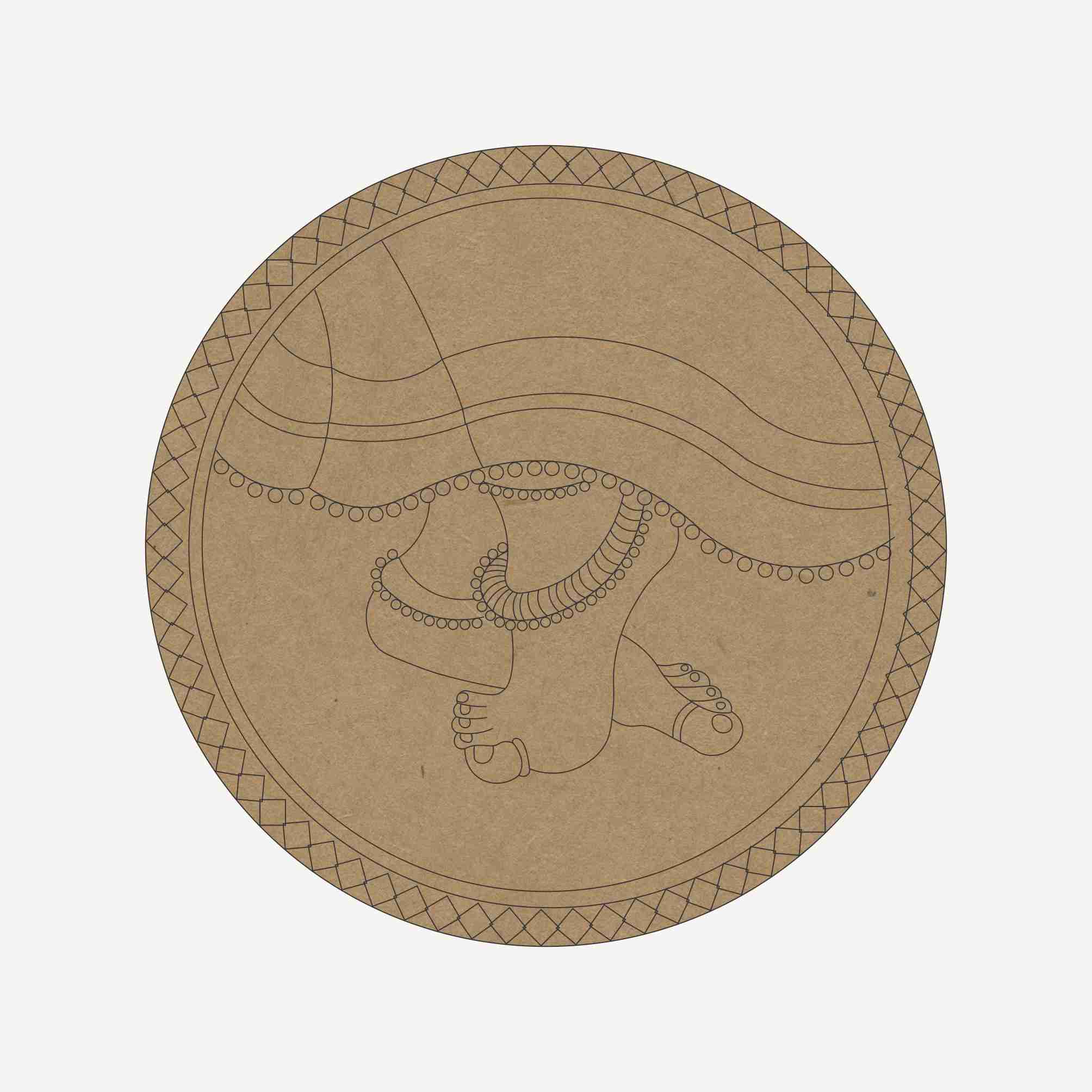 Premarked MDF Dancing Foot Design Round MDF Base | The Point Blank