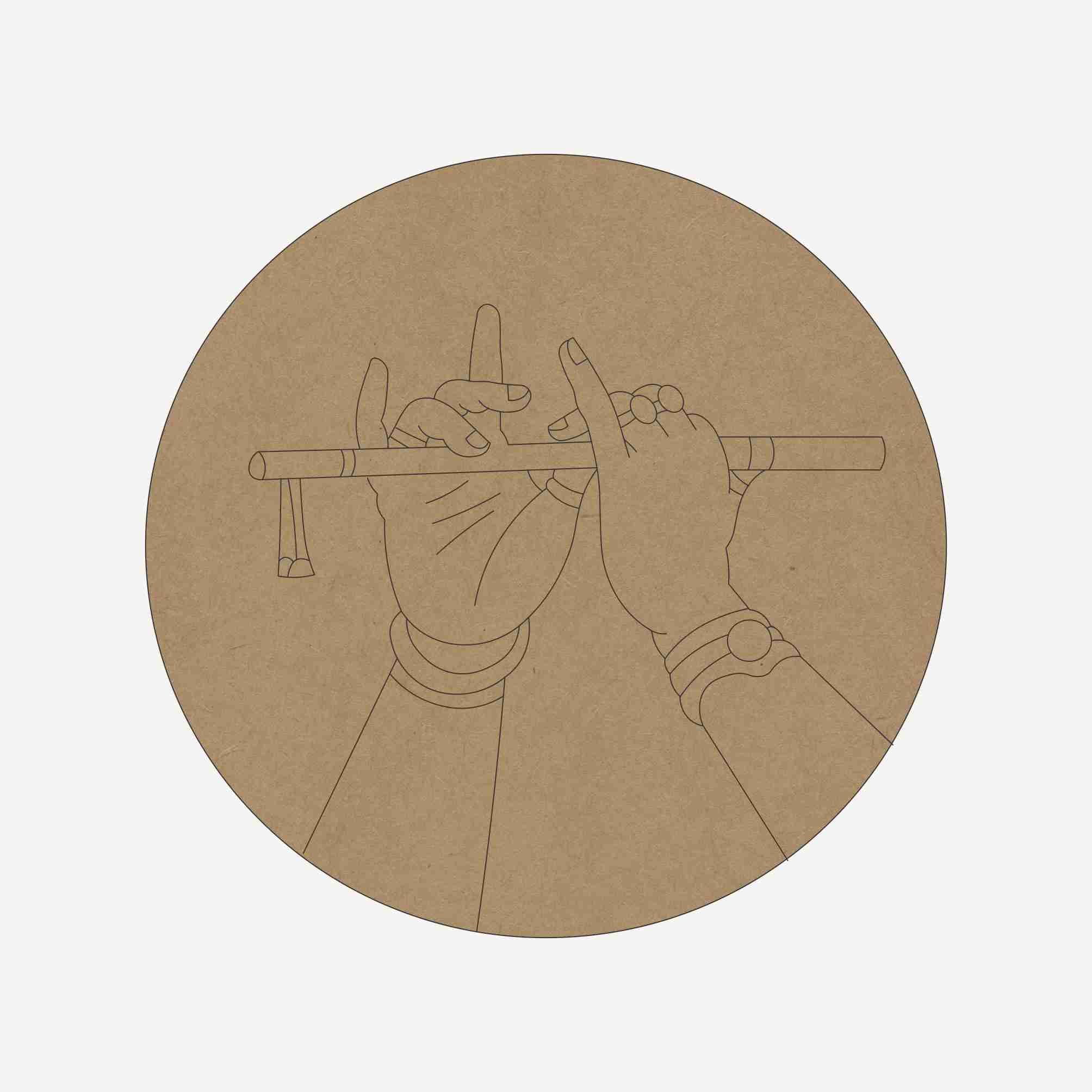 Premarked MDF Krishna Flute Design Round MDF Base | The Point Blank
