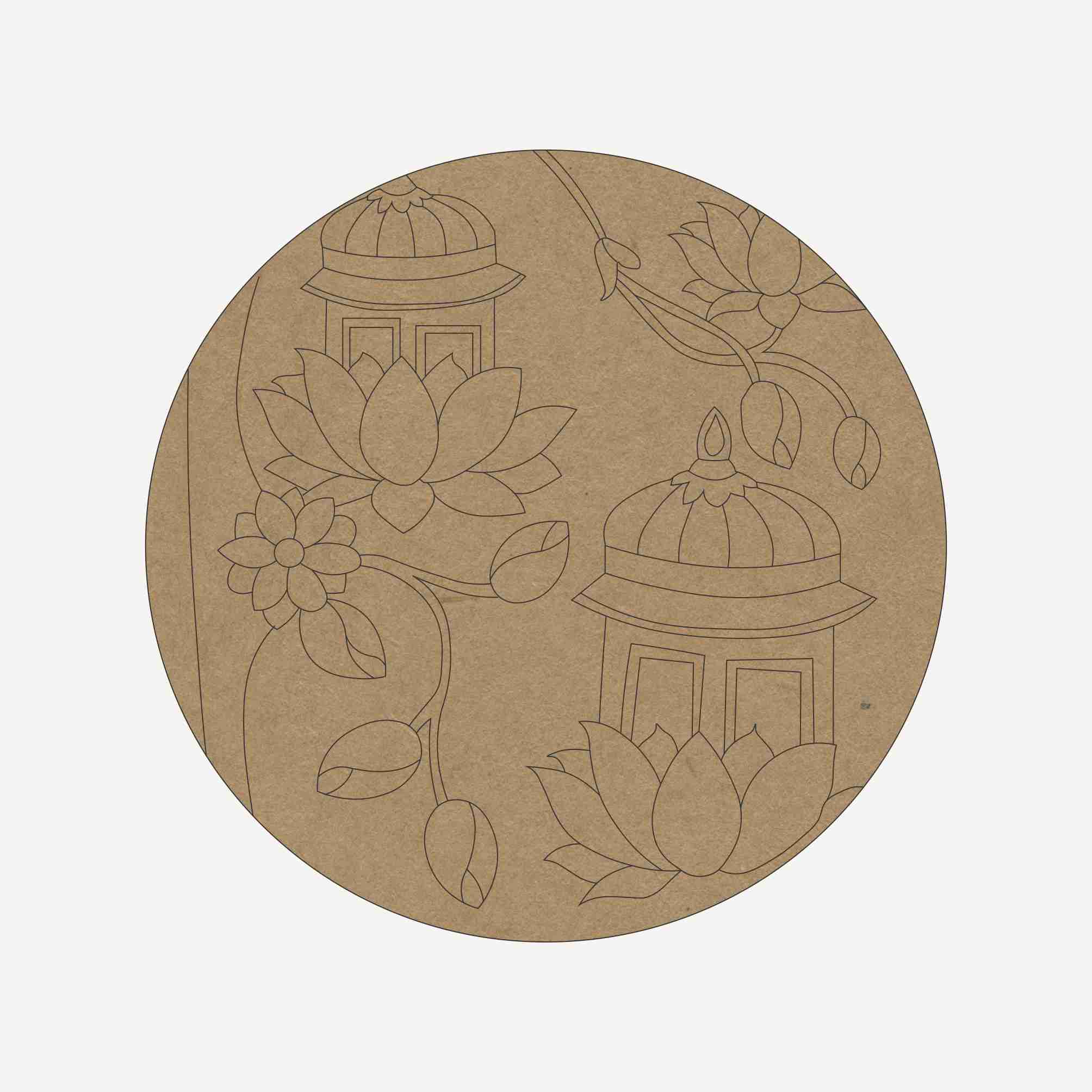 Premarked MDF Lotus Design Round MDF Base | The Point Blank